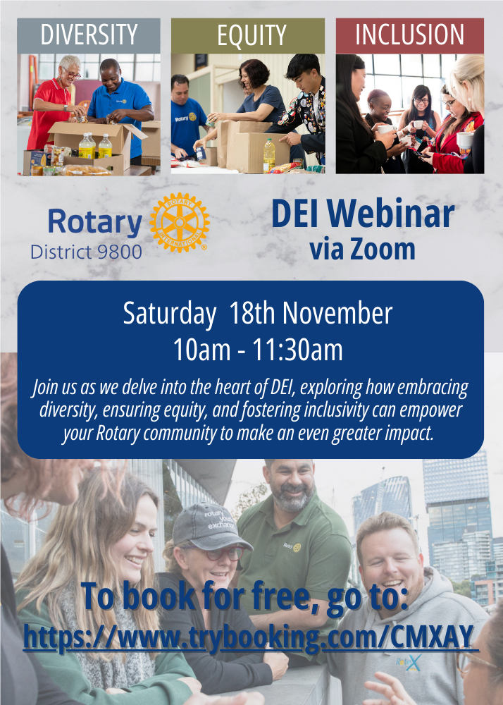 LAST CHANCE: Book now - DEI Webinar - Saturday | District 9800